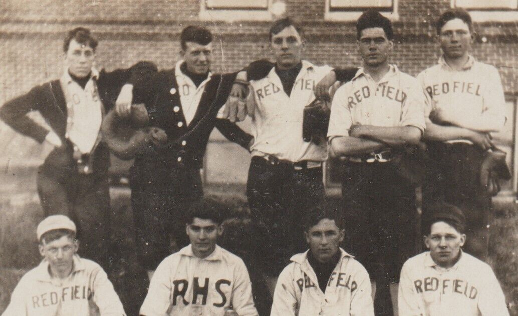 Redfield IOWA RPPC 1910 BASEBALL TEAM Posing Uniforms BILL ANDERSON ...