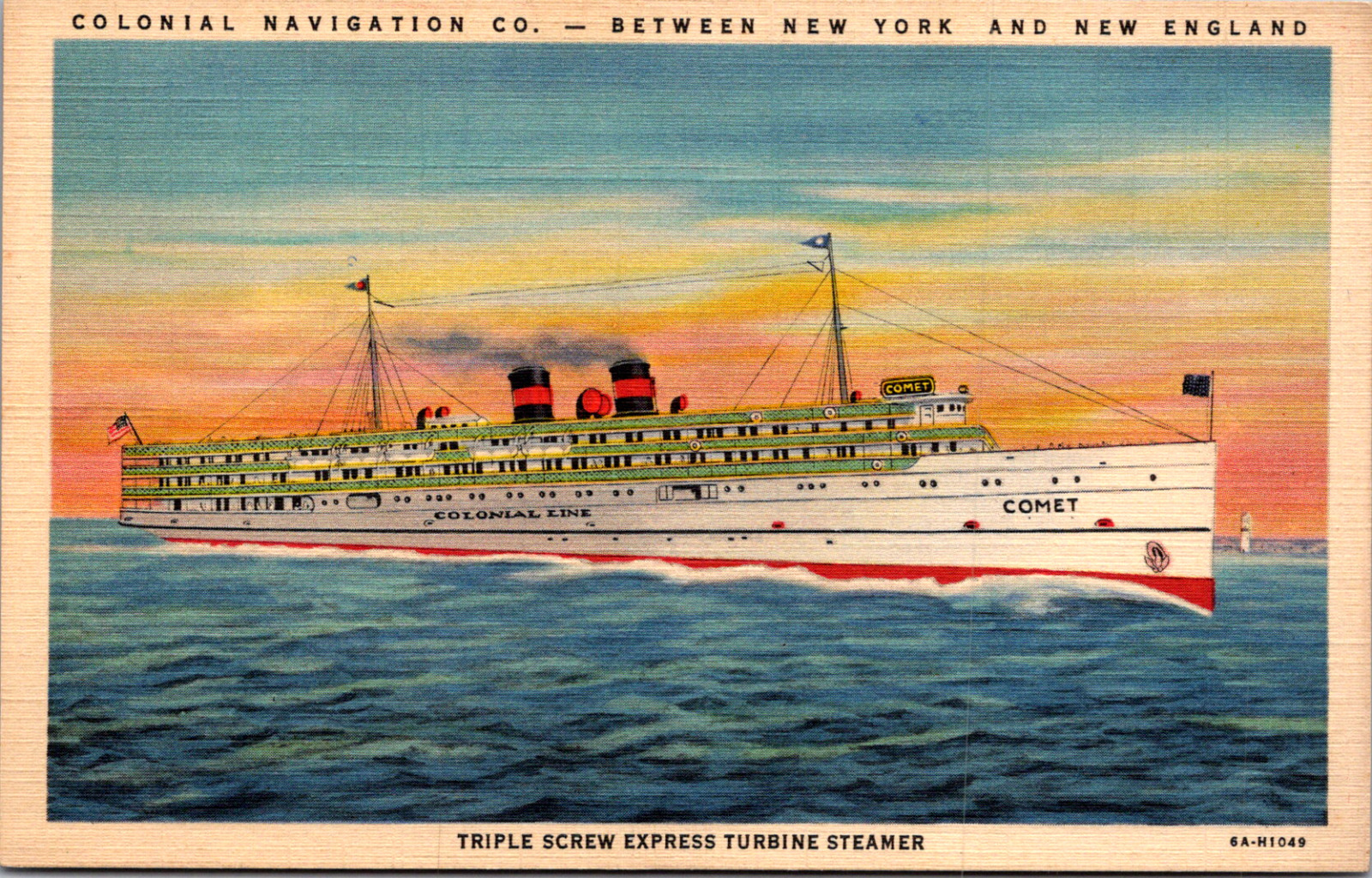 Colonial Line Comet Turbine Steamer Ferry NY > New England 1930s vtg ...