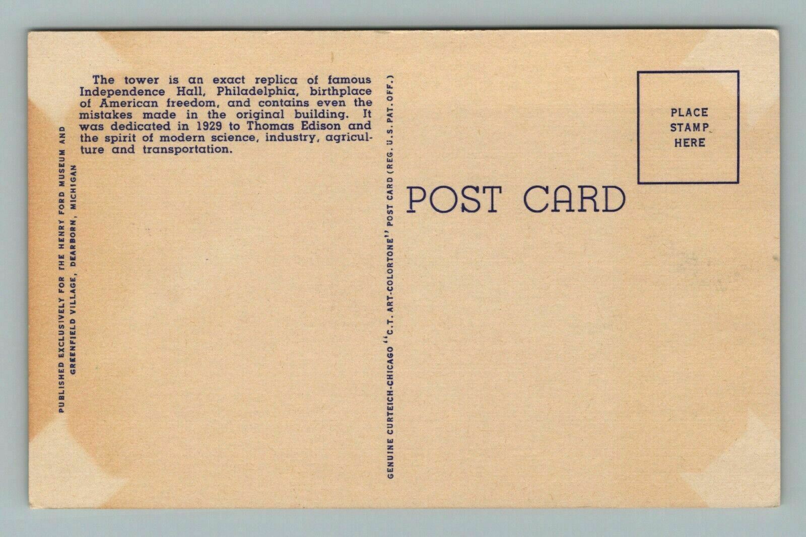 Museum Tower, the Henry Ford Museum, Dearborn, Michigan, Postcard ...