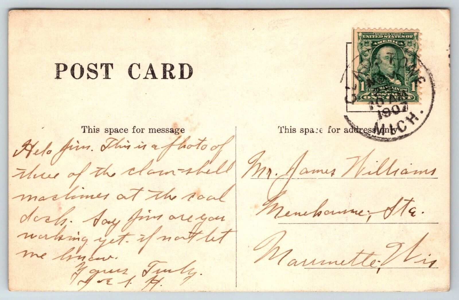 Vintage 1907 Railroad Docks - Michigan - Clam Shell Machine | United ...