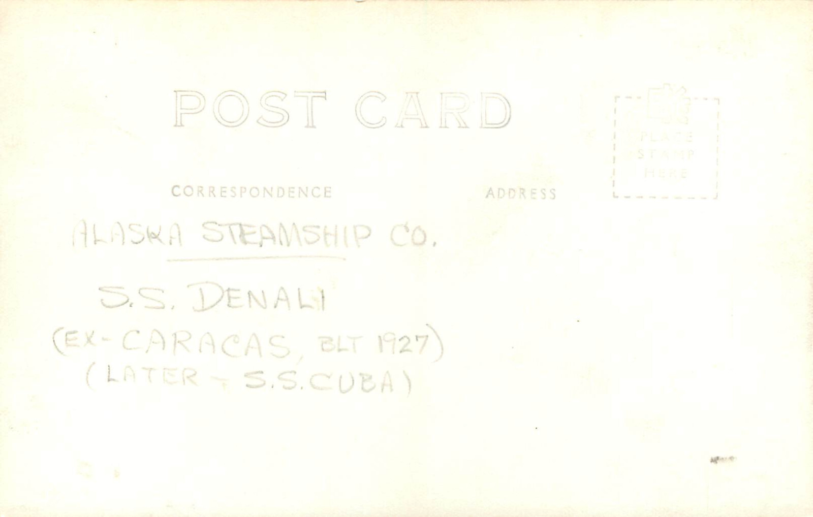 RPPC Postcard Alaska Steam Ship S.S. Denali Ex Caracas Built 1927 Later ...