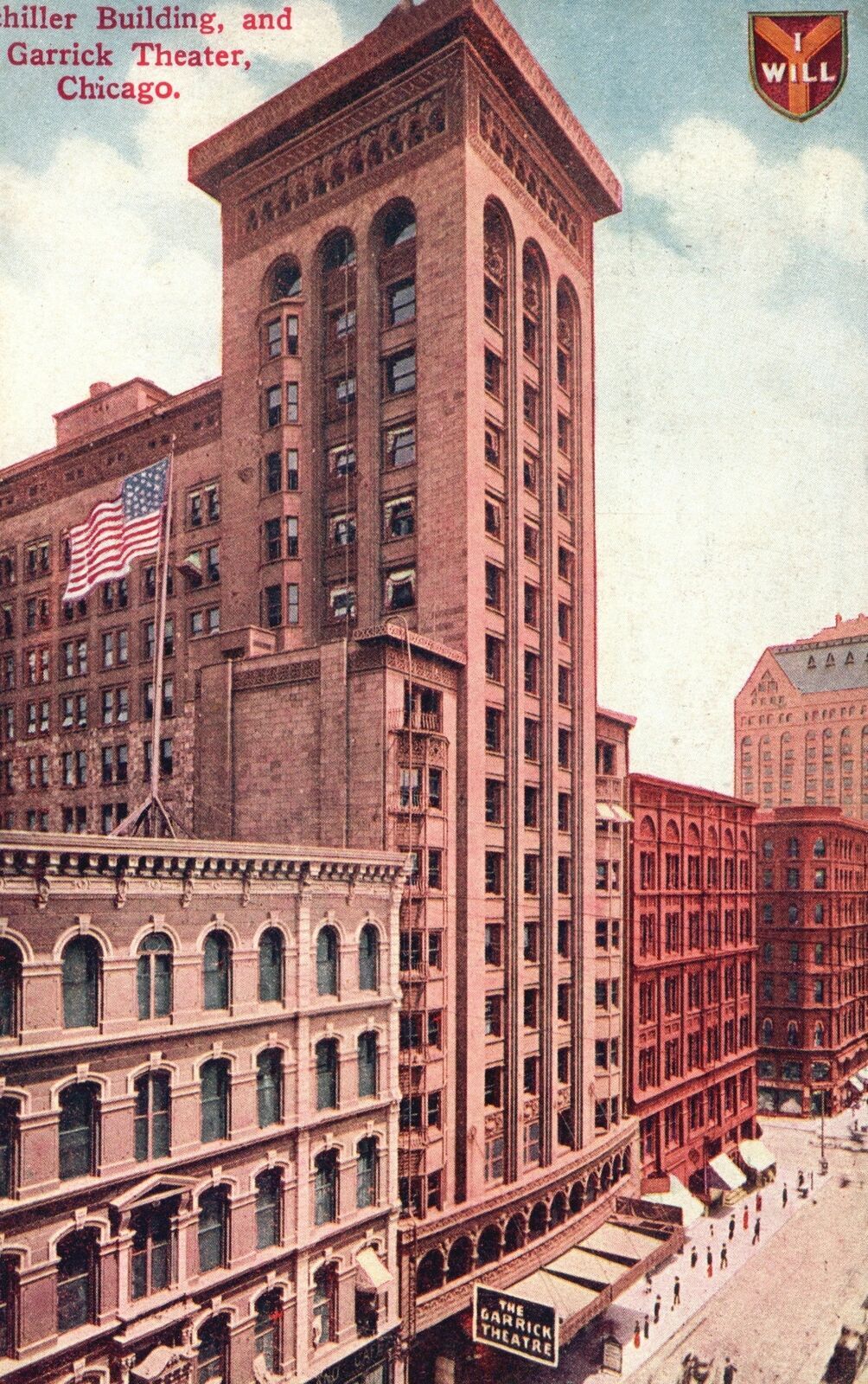 Vintage Postcard 1909 Chiller Building Garrick Theater Building Chicago ...