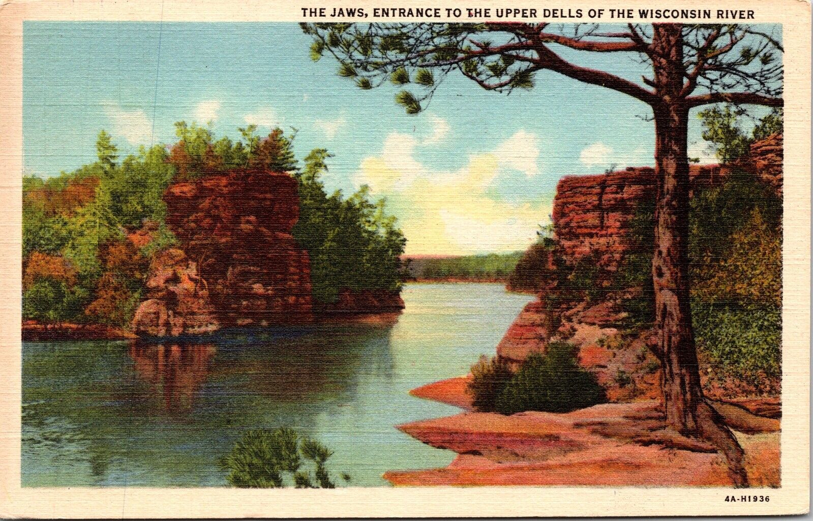 Jaws Entrance Upper Dells Wisconsin River Linen Postcard PM WI Cancel ...