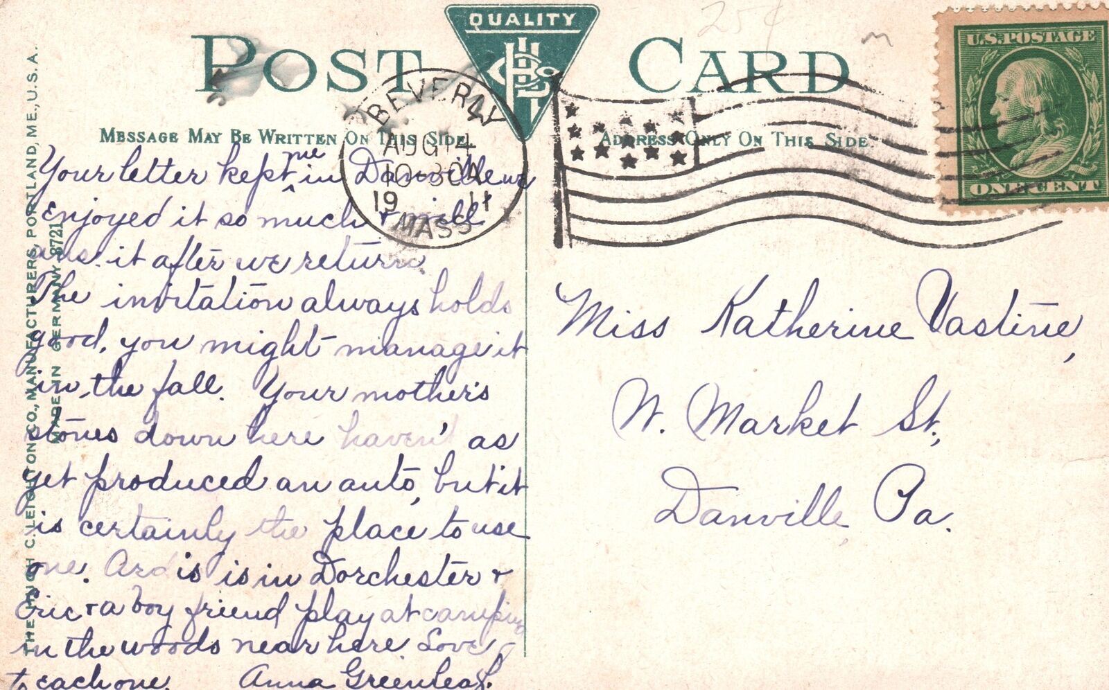 Vintage Postcard 1911 Mingo Beach Hill Roadways Beverly Massachusetts ...