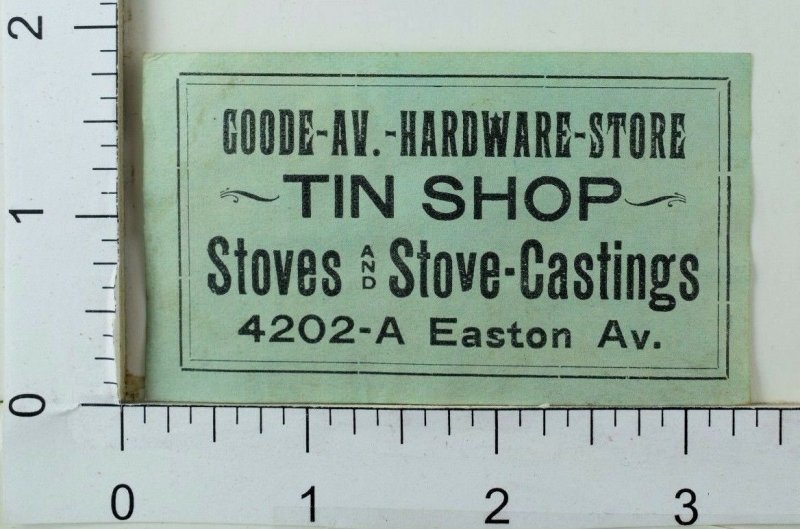 1890's Victorian Paper Label Goode-AV Hardware Store Tin Shop Stove ...