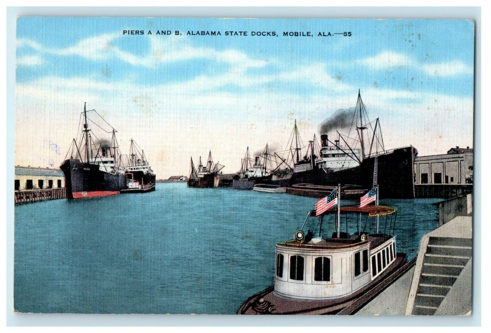 c1940's Piers A And B Alabama State Docks Mobile Alabama AL Vintage ...