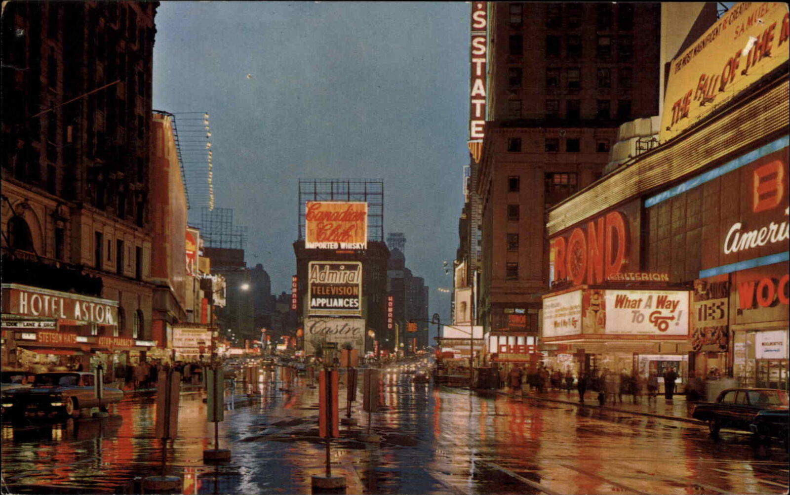 New York City NYC Times Square 1960s Rainy Night Neon Signs Vintage ...