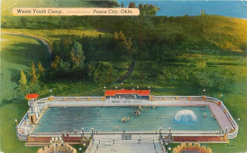 Colorpicture Ponca City Oklahoma Went Youth Camp Swimming pool Postcard ...