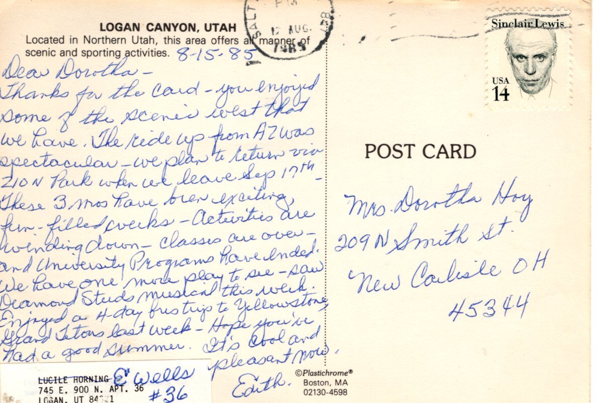 Vintage Postcard- Greetings from Utah Logan Canyon posted 1985 | United ...