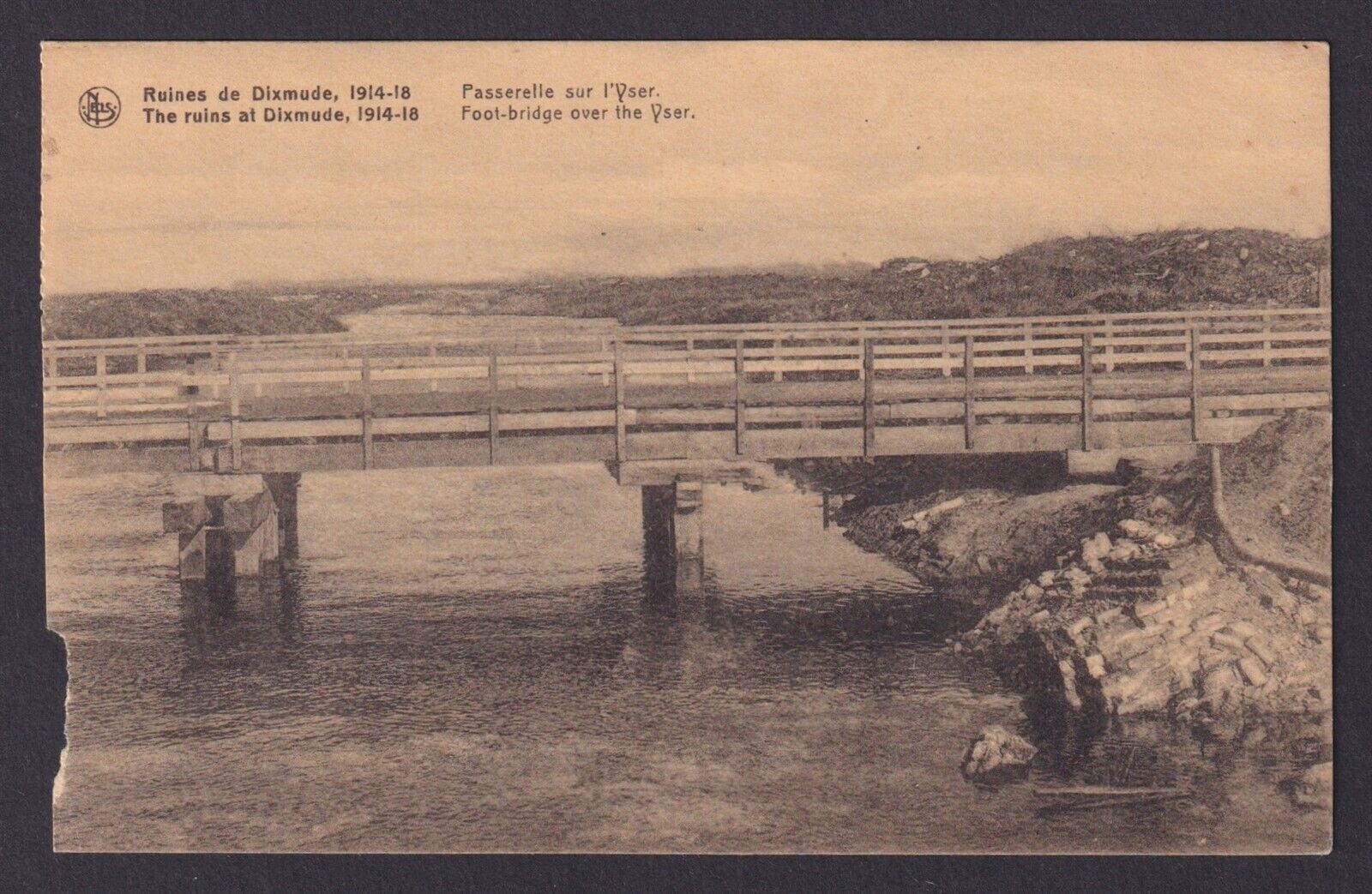 BELGIUM, Postcard, Dixmude, Foot-bridge over the Vser, WWI, Posted ...