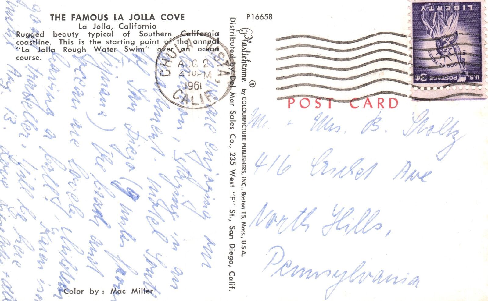 Vintage Postcard 1961 The Famous La Jolla Cove Southern Coastline ...