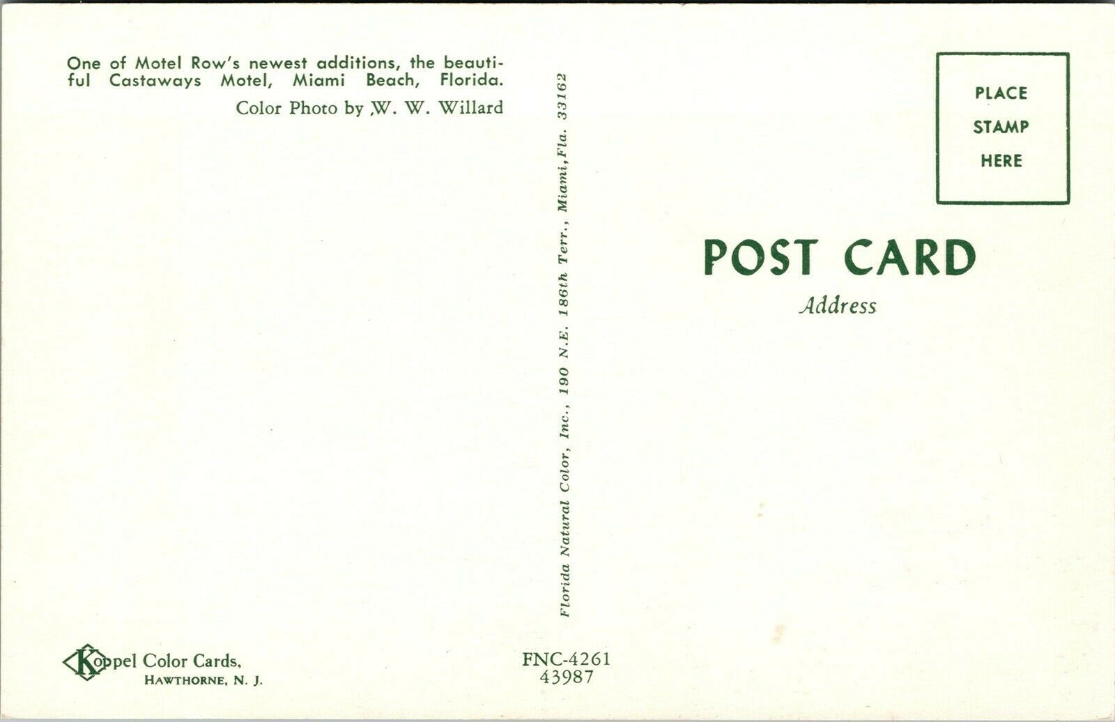 Vtg Miami Beach Florida FL Castaways Motel at Night Hotel Row 1970s ...