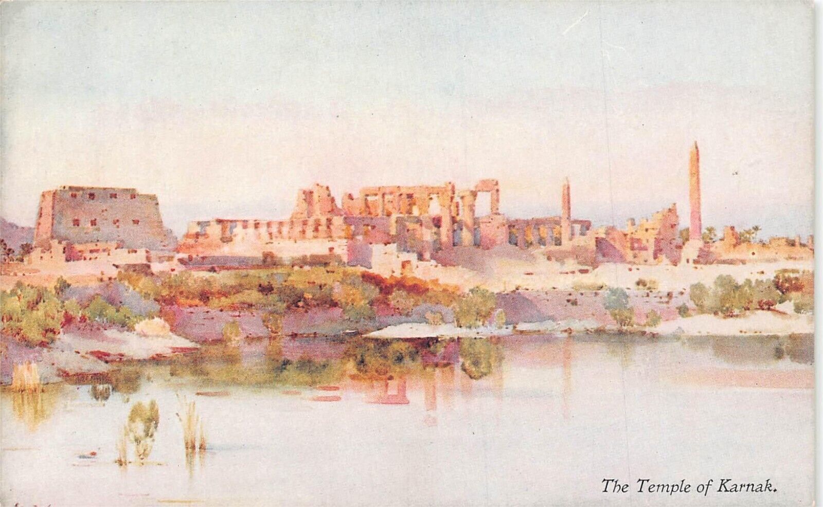 L382 Egypt The Temple of Karnak painting signed Ella Du Cane postcard ...