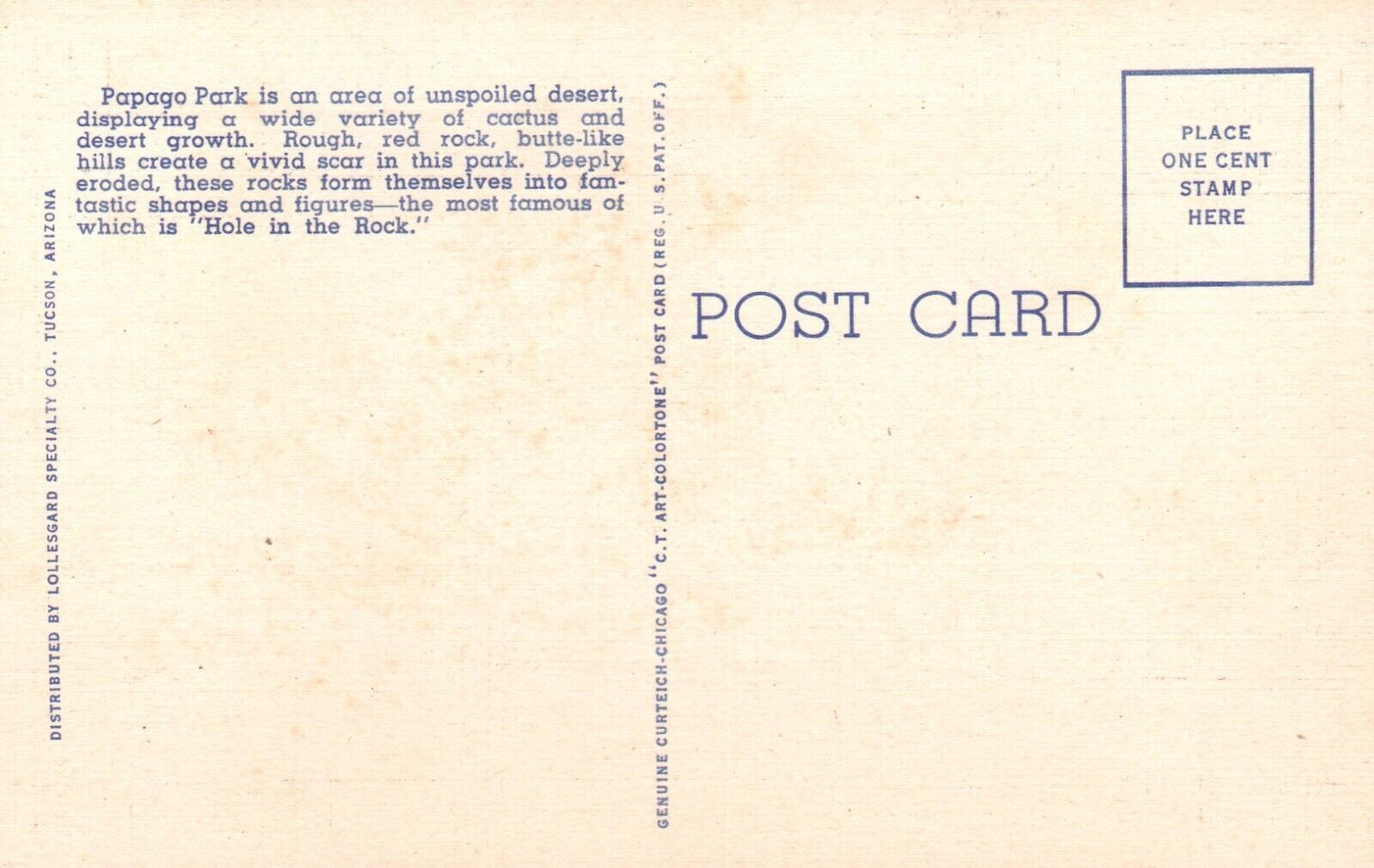Postcard AZ Phoenix Hole in the Rock Papago Park 1936 Linen Vintage PC ...