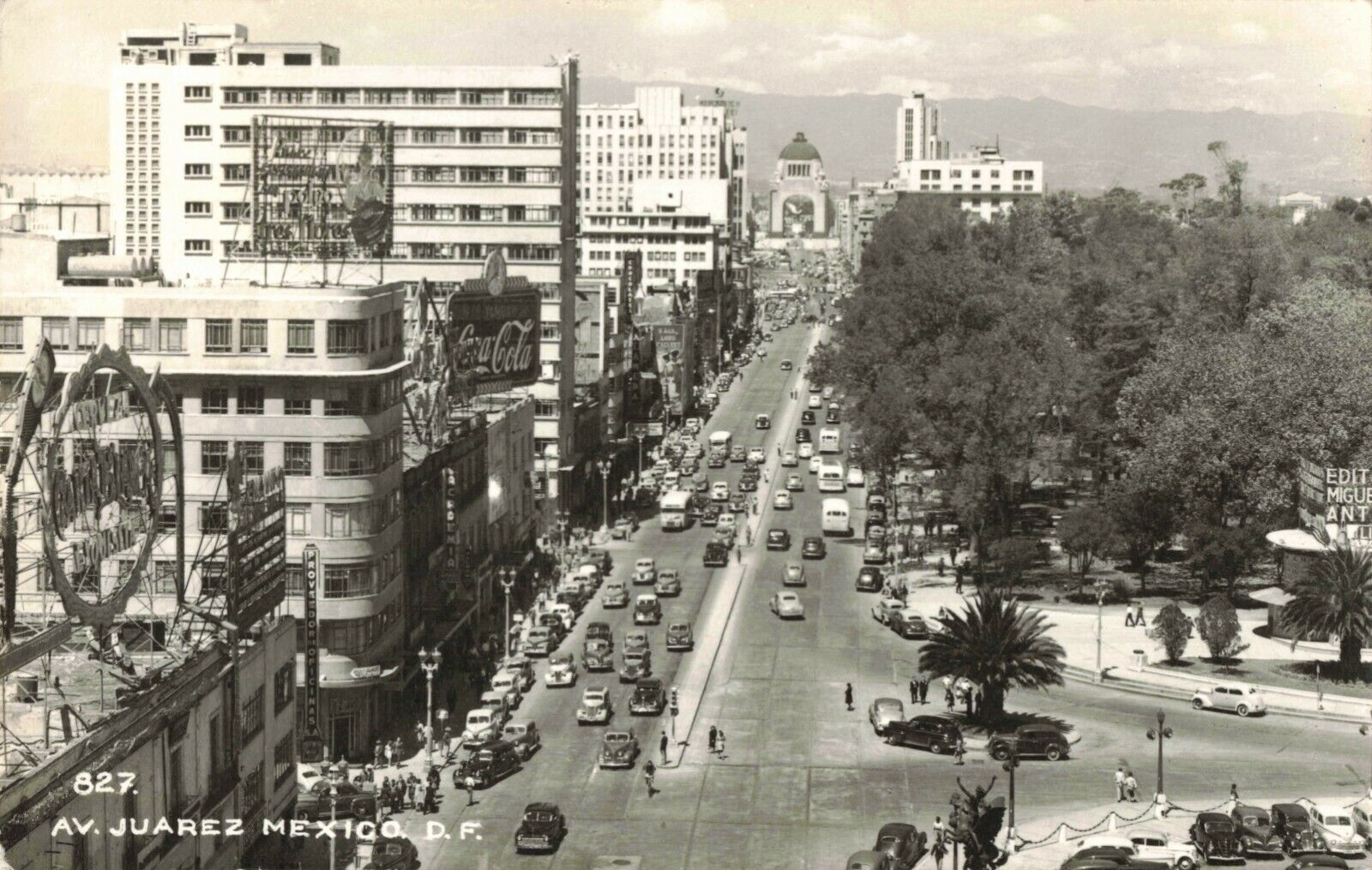 Circa 1940's Juarez, Mexico Old Cars on Blvd. Coca-Cola Sign RPPC ...