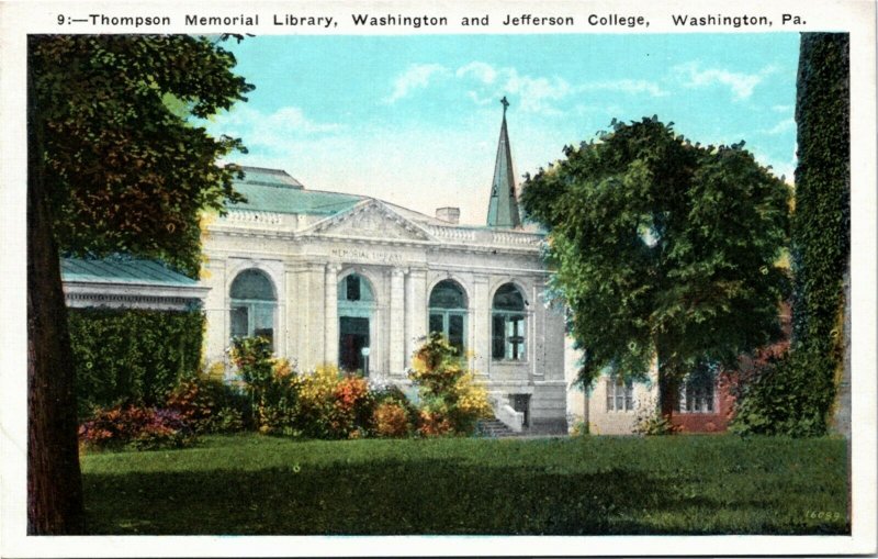 Postcard PA Washington Thompson Memorial Library W. & J. College 1920s ...