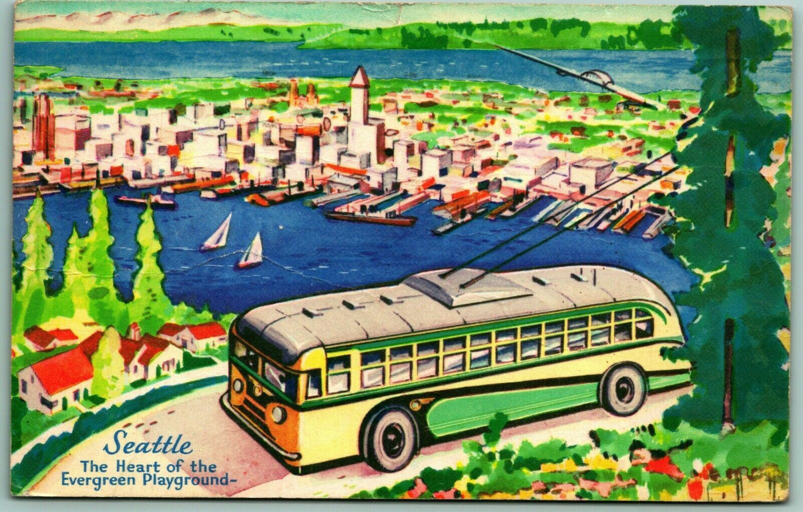 Bus Transportation System Seattle Washington WA 1941 Terminal Annex ...