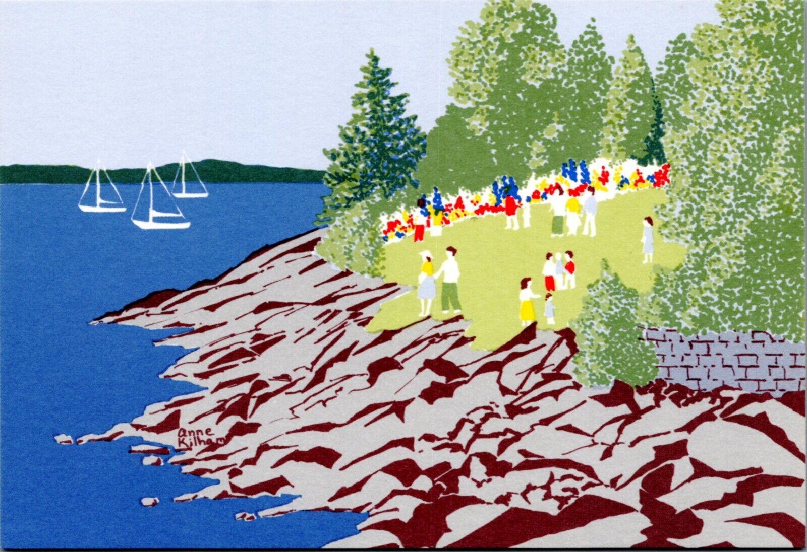 Postcard Art Rockport ME Anne Kilham - Garden Party | United States ...