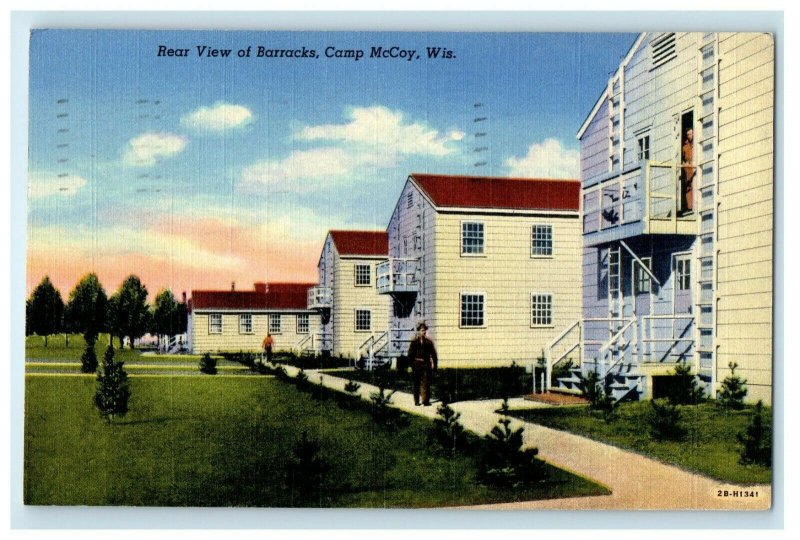 1944 Rear View Of Barracks Camp McCoy Wisconsin WI WW2 Soldier Mail ...