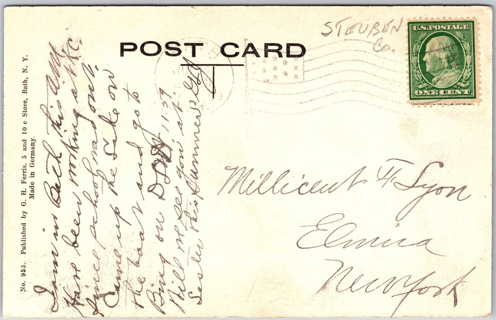 1910's Driveway On Soldiers Home Ground Bath New York NY Posted ...