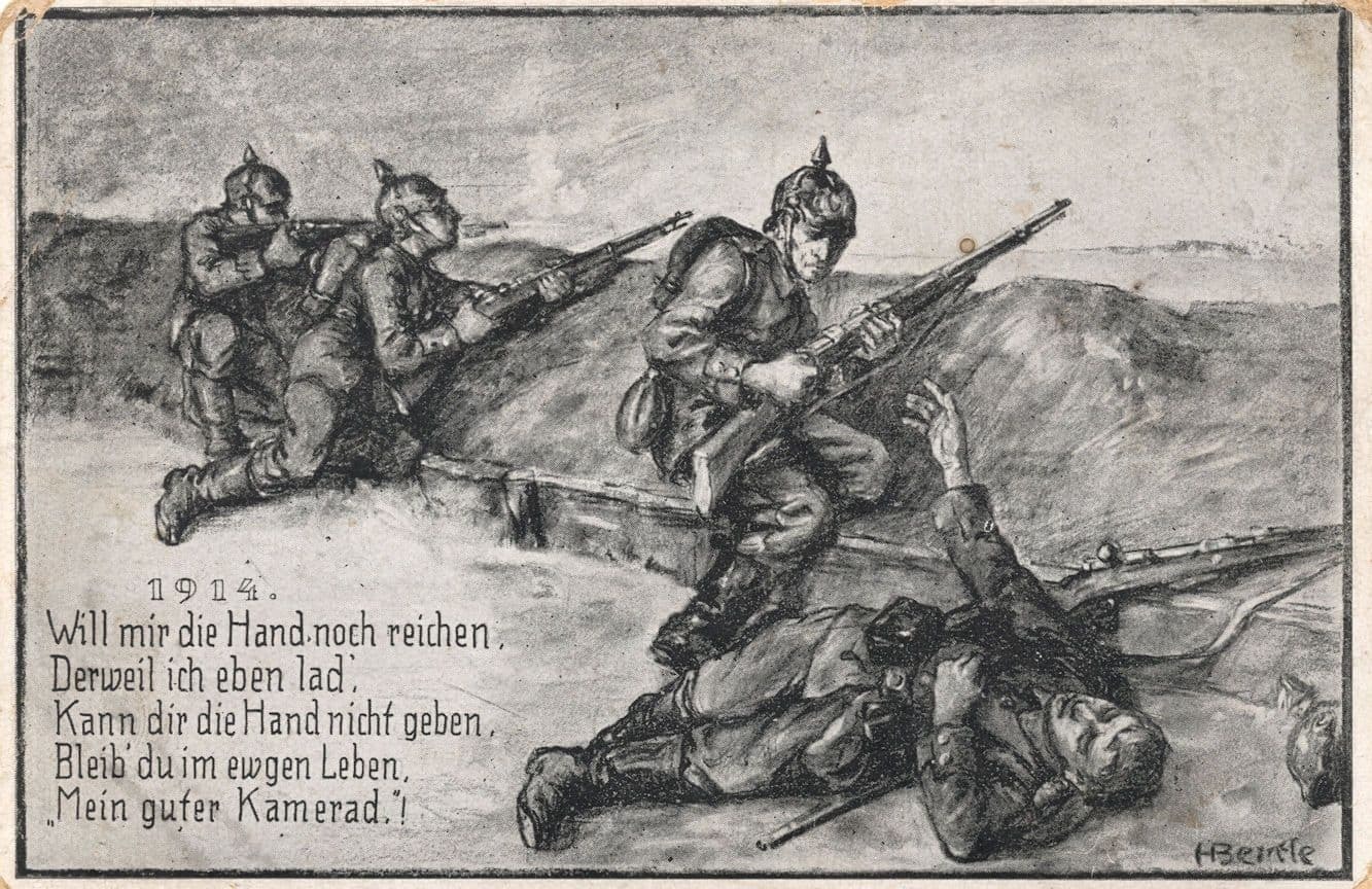 German WW1 Frontline Dead Army Sent By Soldier 1914 War Postcard ...