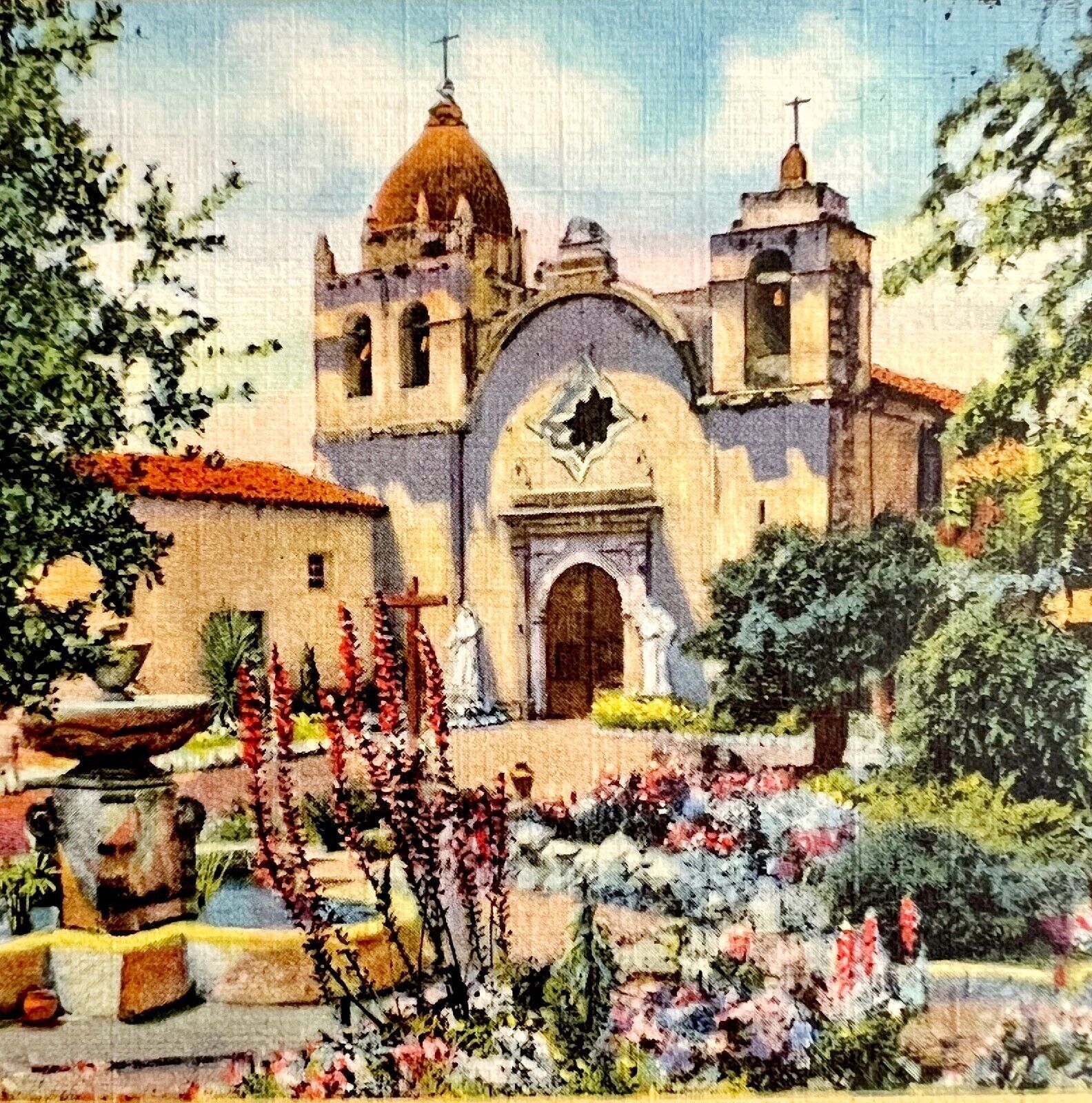 San Carlos Of Monterey Mission Carmel Postcard California c1930s PCBG9A ...