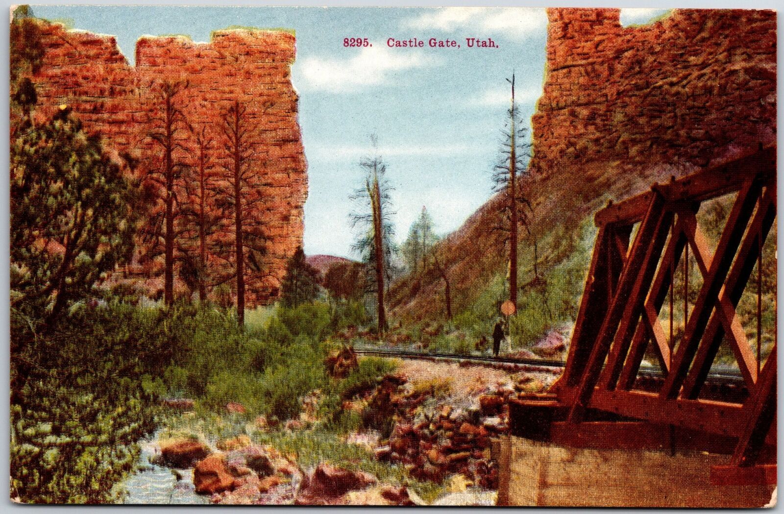 Castle Gate Salt Lake City Utah Grand Railroad Track Bridge Postcard ...