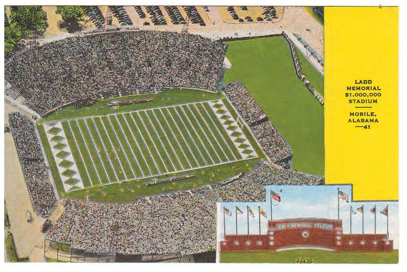Mobile Alabama Ladd Memorial Stadium Vintage Postcard AKA Ladd-Peeples ...