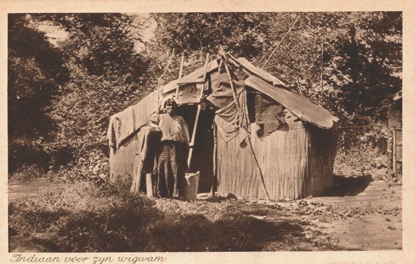 America Indiaan voor zijn Wigwam Indian Native American Vintage ...