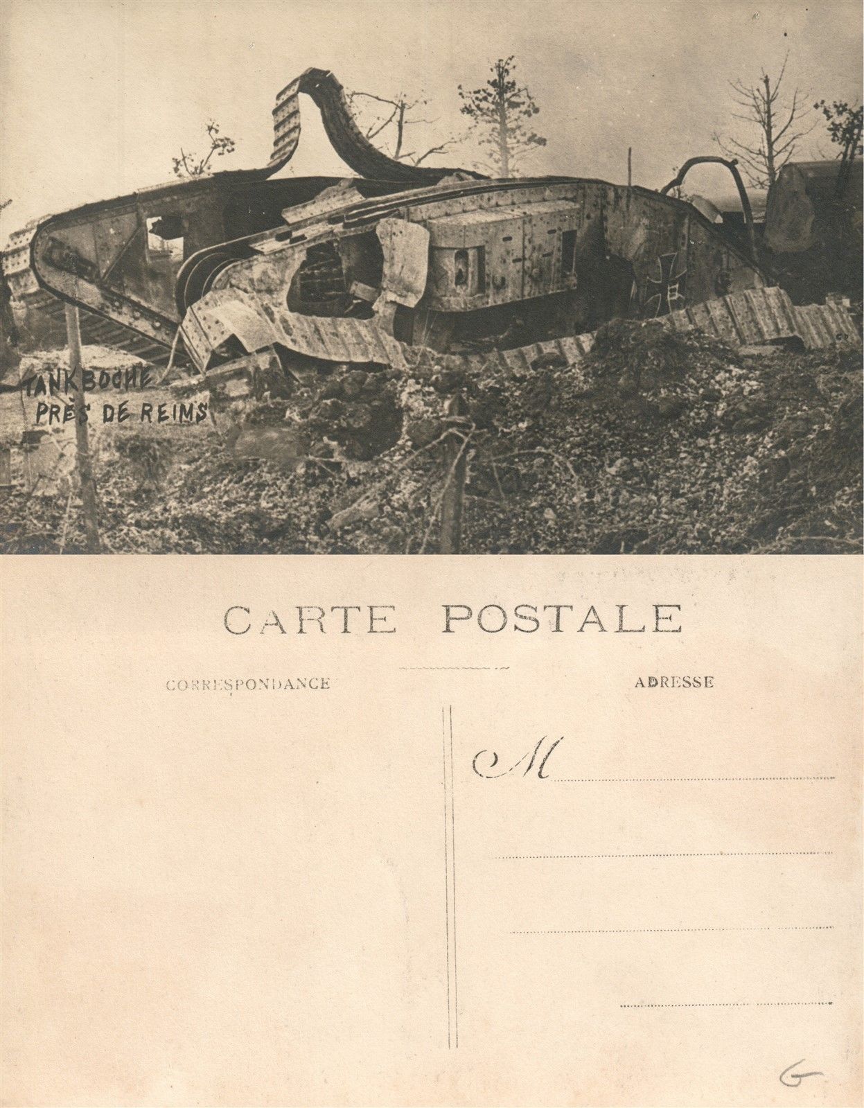 Destroyed Tank Boche French Antique Real Photo Postcard Rppc | Topics ...