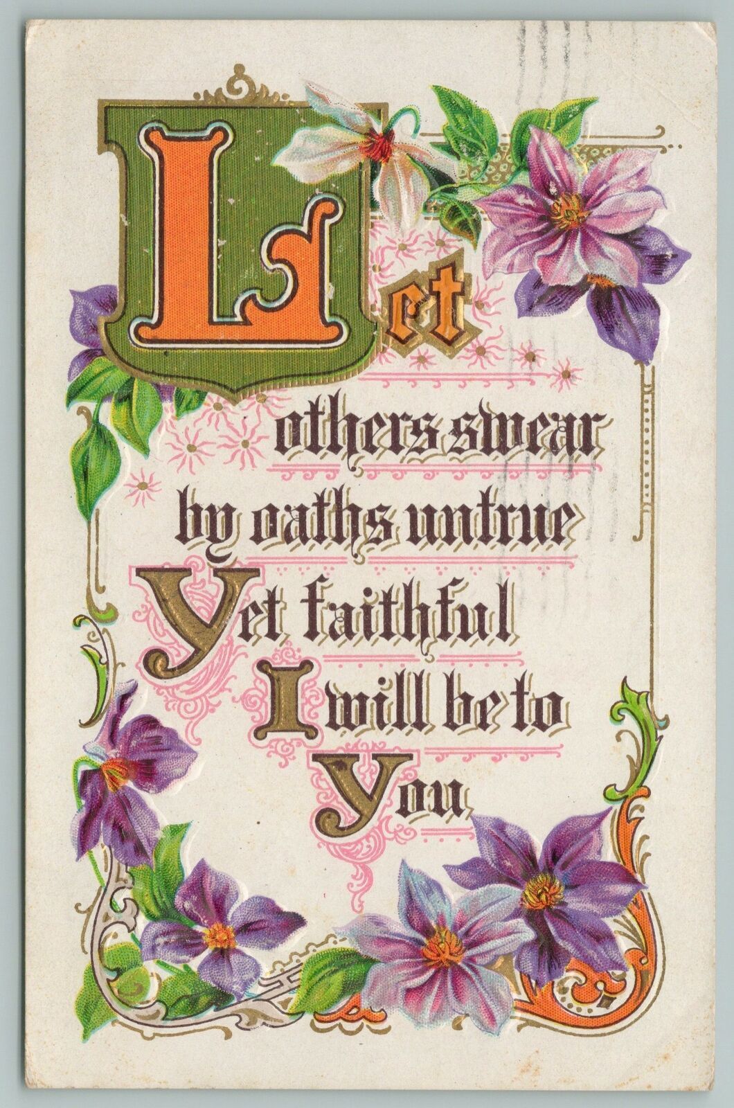 Vintage Victorian Calligraphy~Violets~Yet Faithful~~Motto Series ...