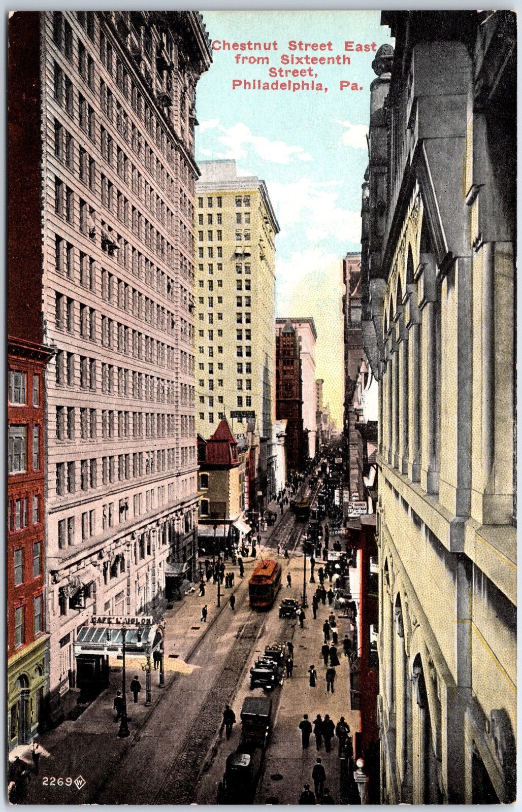 Vintage Postcard Crowds and Trams on Chestnut Street Philadelphia 1910s ...