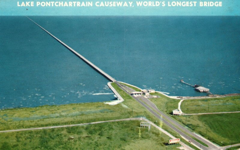 Vintage Postcard View Lake Pontchartrain Causeway Longest Bridge New ...