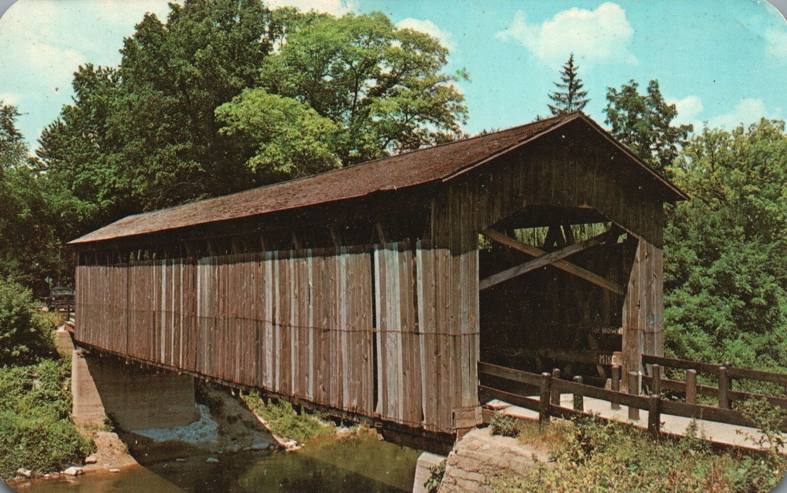 Vintage Postcard Ada Covered Bridge Thornapple River in Village of Ada ...