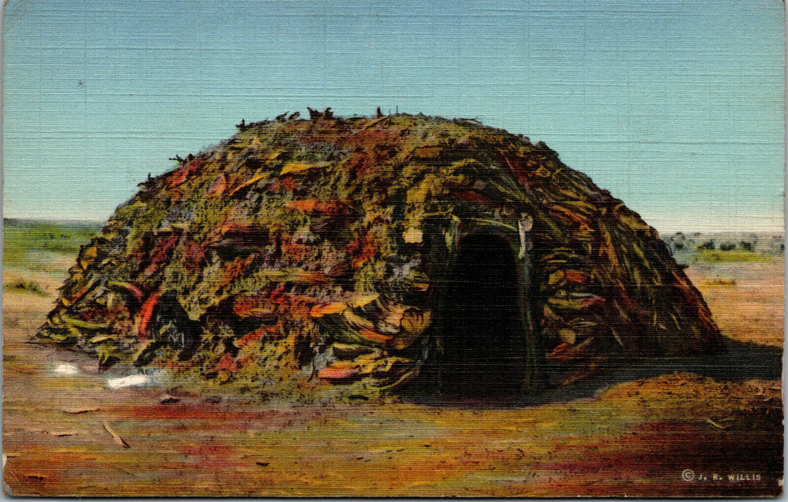 Vtg 1930's Navajo Hogan Indian Native American House Home Linen ...