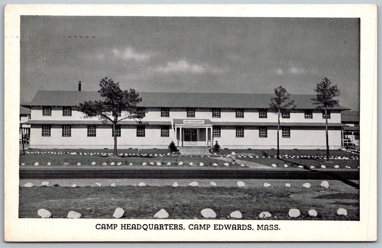 Camp Edwards Massachusetts 1940s WWII Postcard Camp Headquarters ...