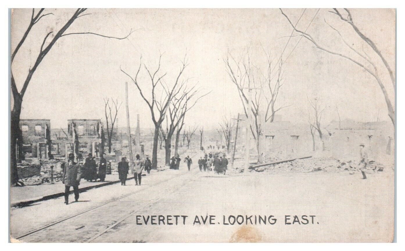 The Great Chelsea Fire of 1908 Ruins, Everett Ave looking East Postcard ...
