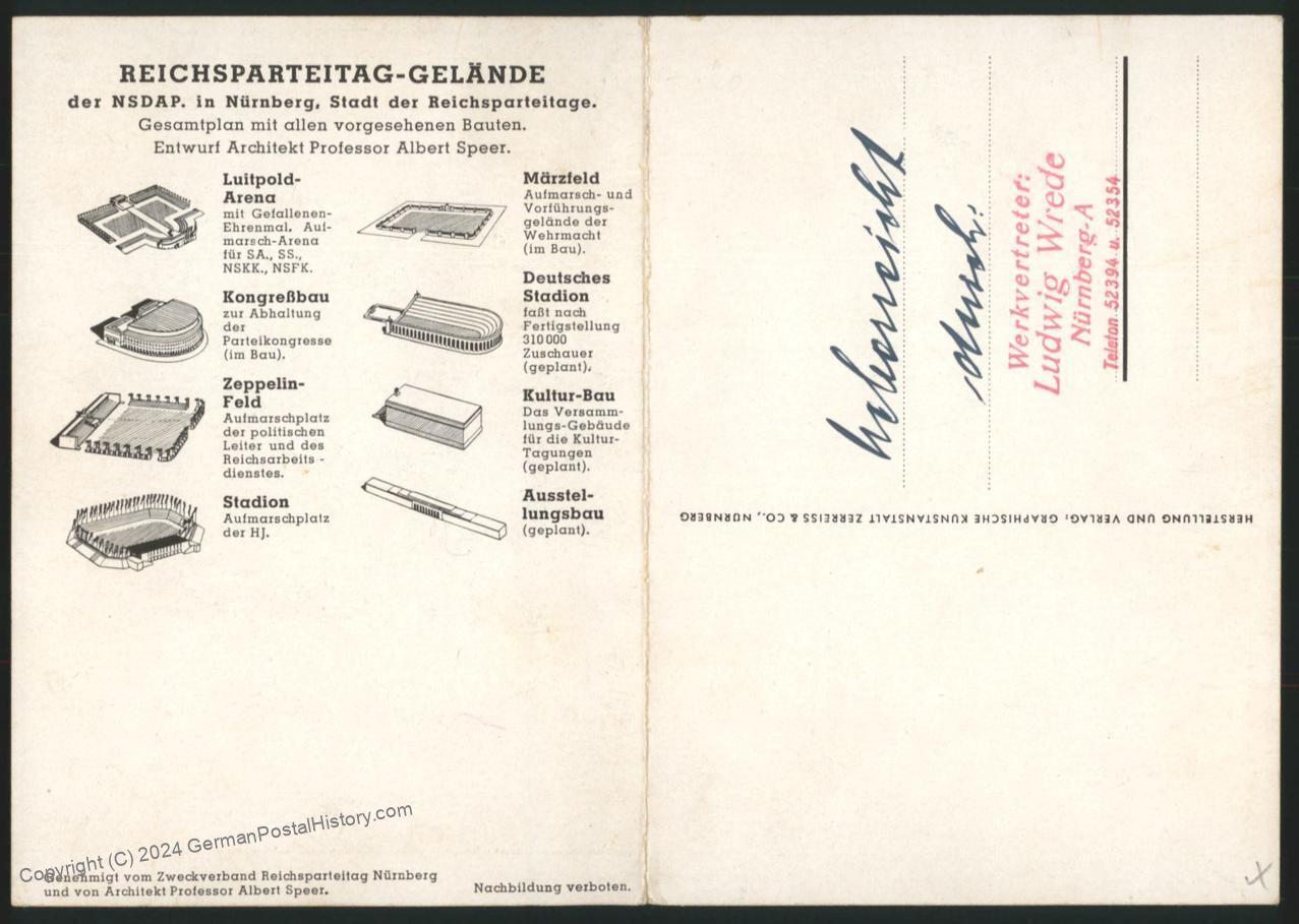 3rd Reich Germany Nuremberg Rally Reichsparteitag Zerreiss Double Card ...