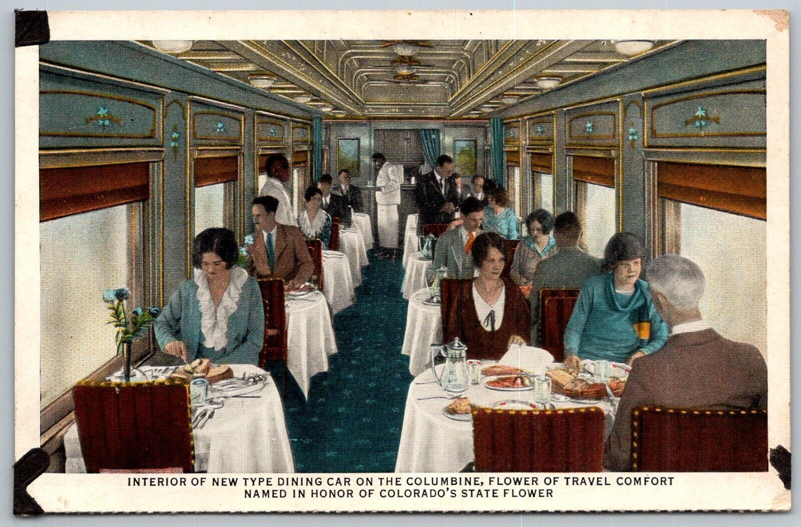 Colorado 1930s Postcard Columbine Train Dining Car Union Pacific ...