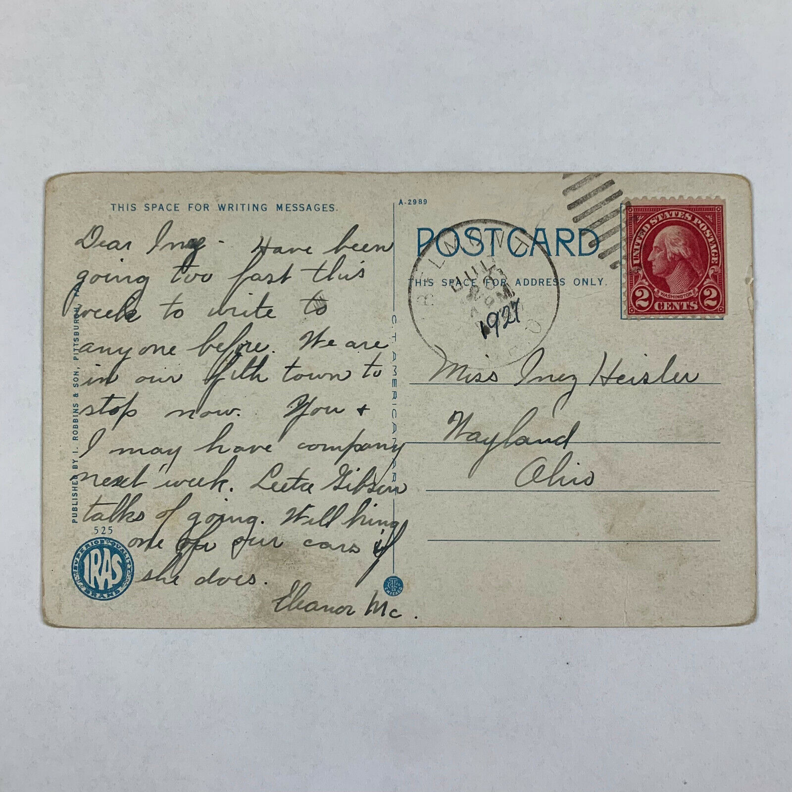 Postcard Ohio Marietta OH Land Office Company Oldest House 1927 Posted ...