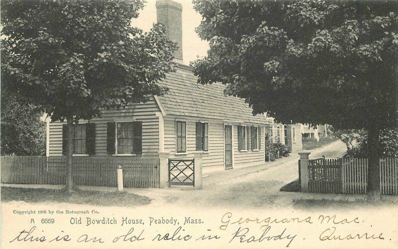 C-1905 Old Bowditch House Peabody Massachusetts Postcard Rotograph 1298 ...