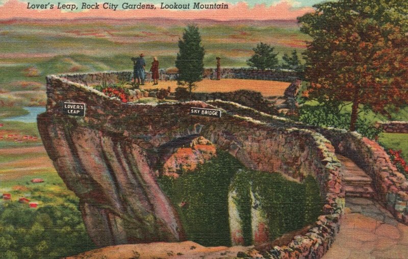 Vintage Postcard Lover's Leap Rock City Gardens Lookout Mountain ...