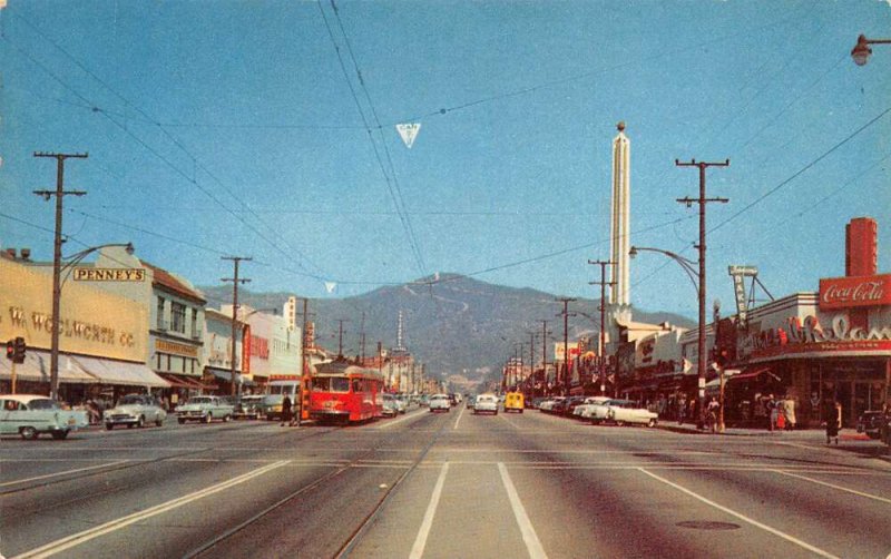 Glendale California Main Thoroughfare Coca Cola Sign Vintage Postcard ...