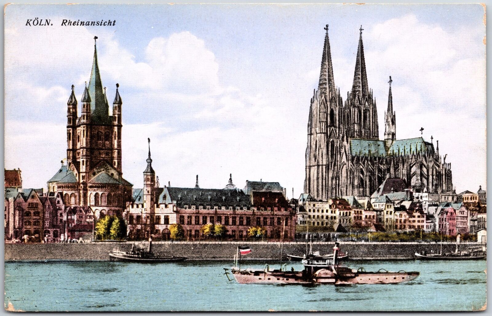 Köln Rheinansicht Cologne Germany Building Ships Boats Postcard ...