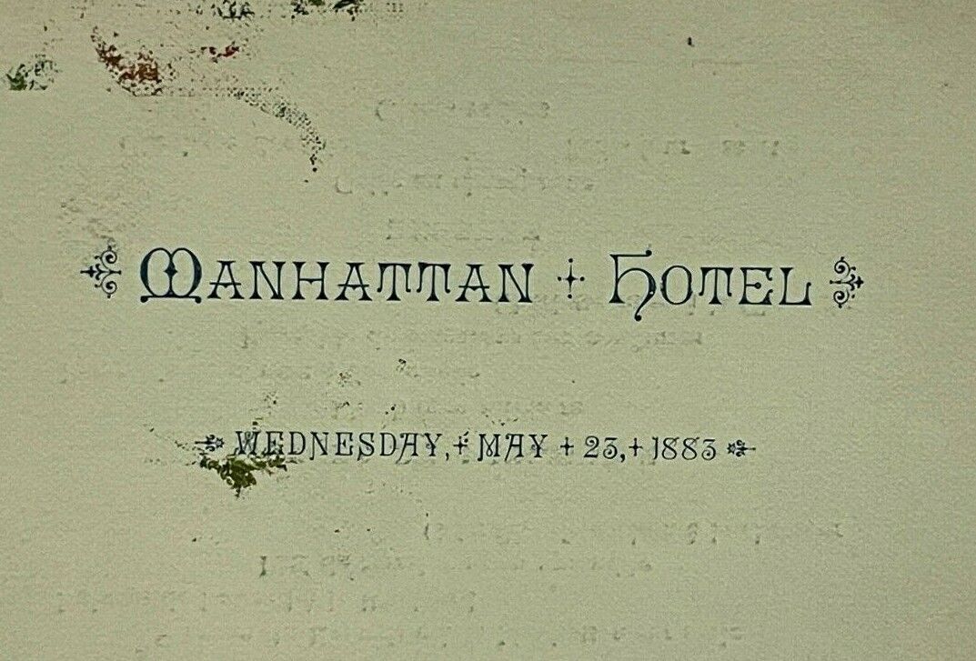 Rare 1883 French Manhattan Hotel Buffet Menu w/ Dogs Lab Mastiff New ...