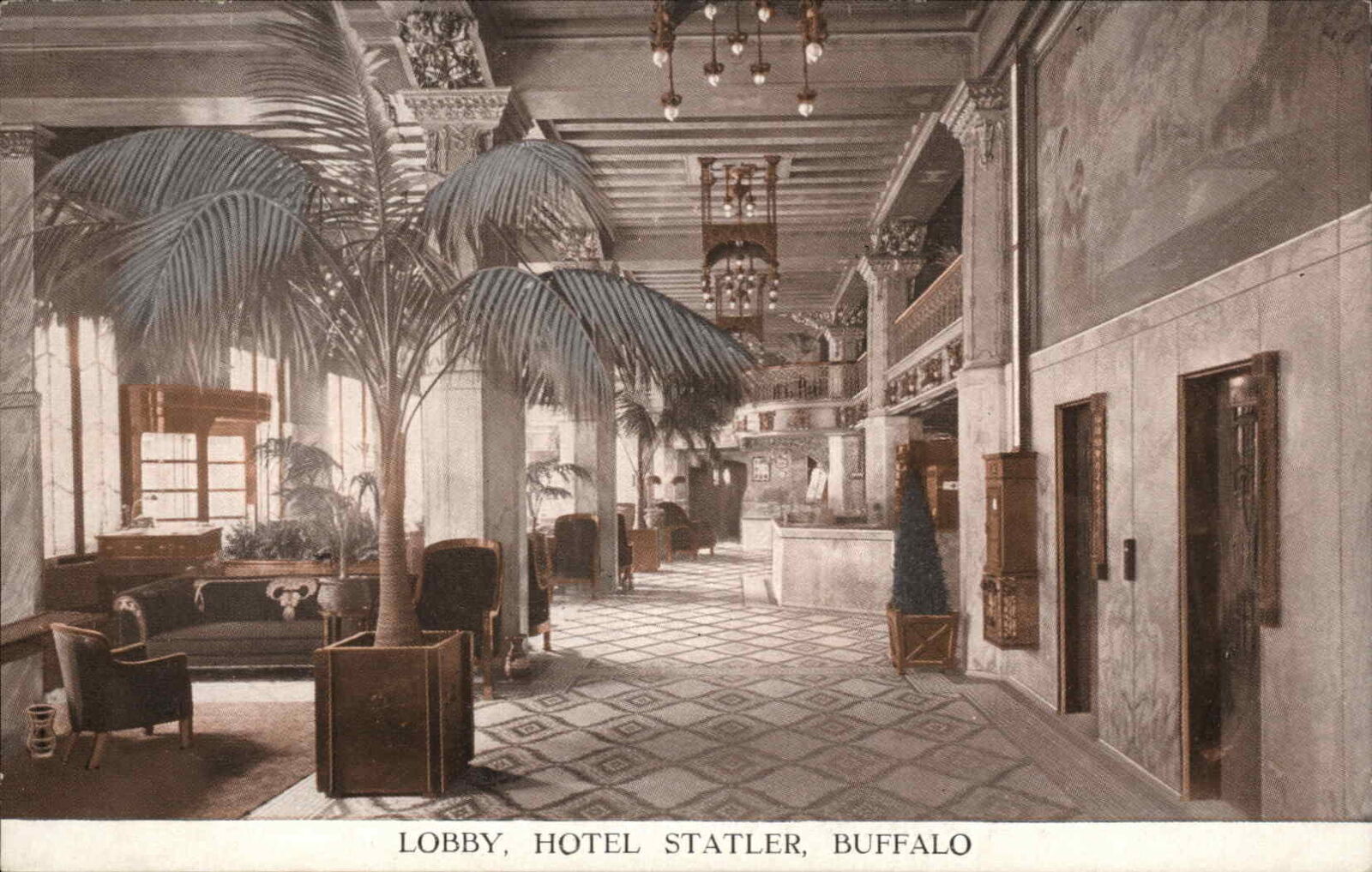 Buffalo New York NY Hotel Statler Lobby c1900s-20s Postcard | United ...