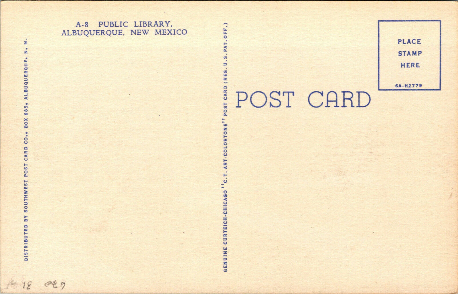 Vintage 1930's Public Library Building Albuquerque New Mexico NM Linen ...