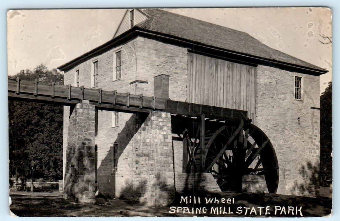 RPPC MITCHELL, Indiana IN ~ Mill Wheel SPRING MILL STATE PARK 1930s-40s ...