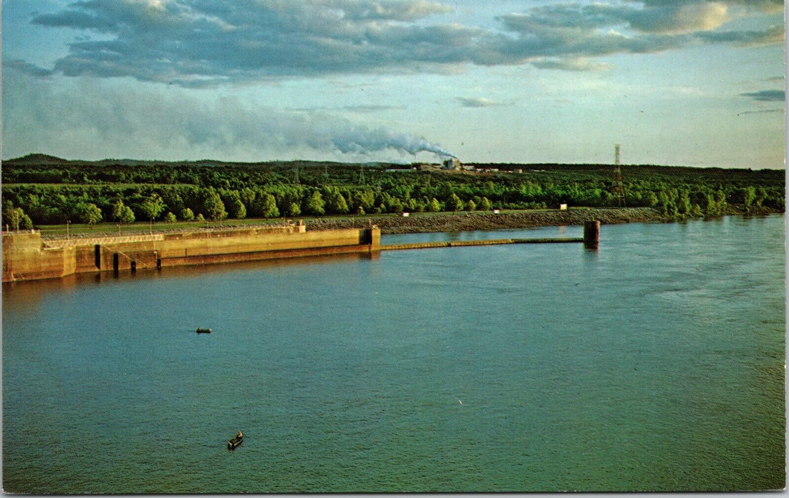 Pickwick Dam Birds Eye View Forest Boat Tennessee River Pulp Paper Co ...