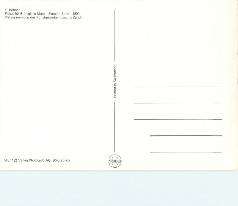 Postcard Railroadiana poster affiche multi view bohner jura simplon ...